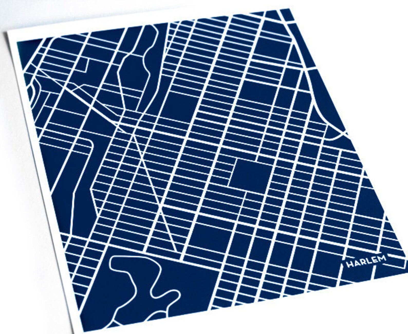 Harlem Map City Art Print / NYC Map Manhattan Poster Abstract Wall Art ...