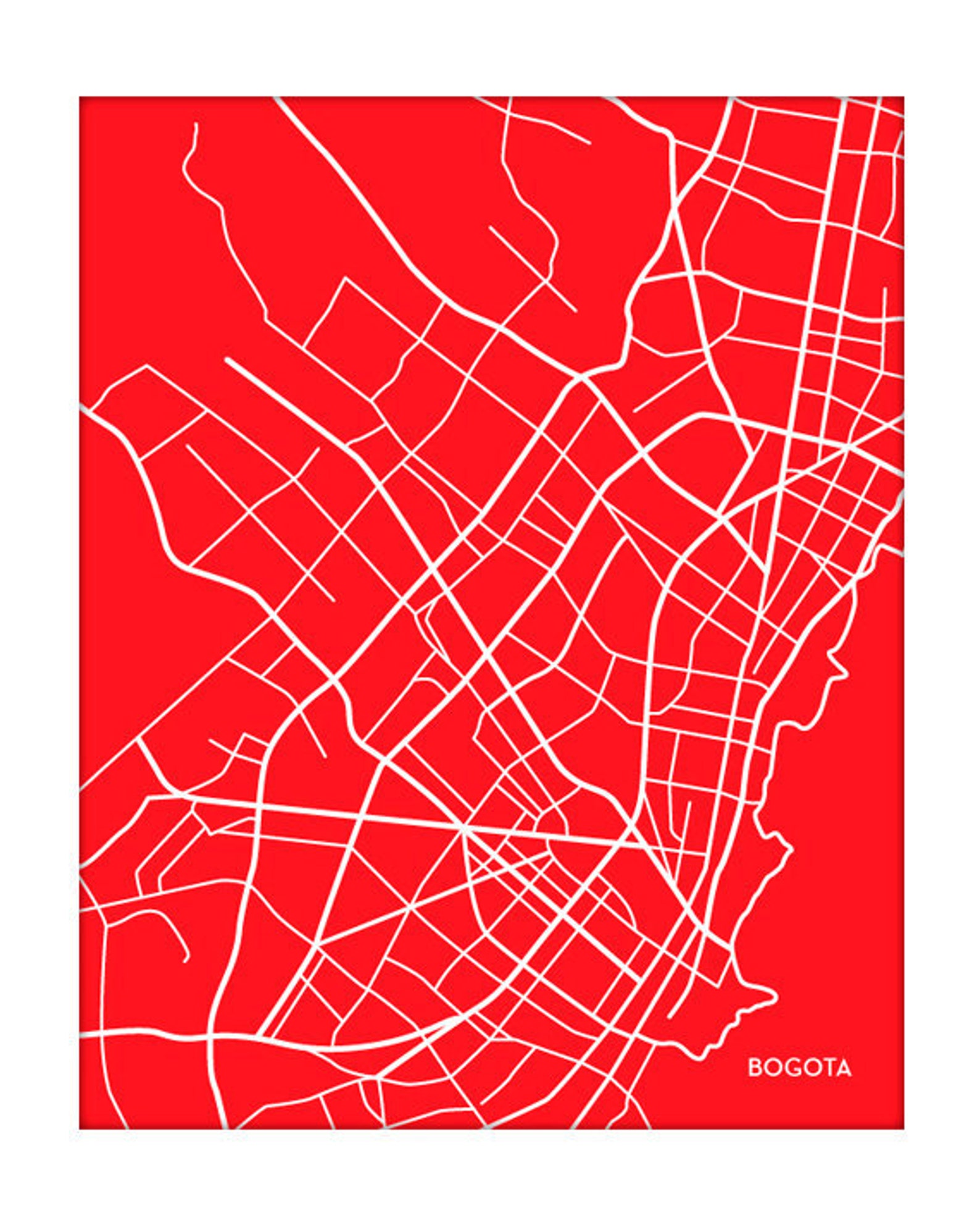 Bogotá City Map Art Print / Colombia Line Art Drawing / 8x10 Digital ...