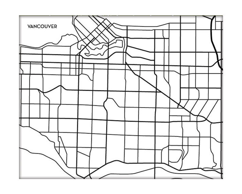 Vancouver BC Map Wall Art Print / British Columbia Canada Line - Etsy