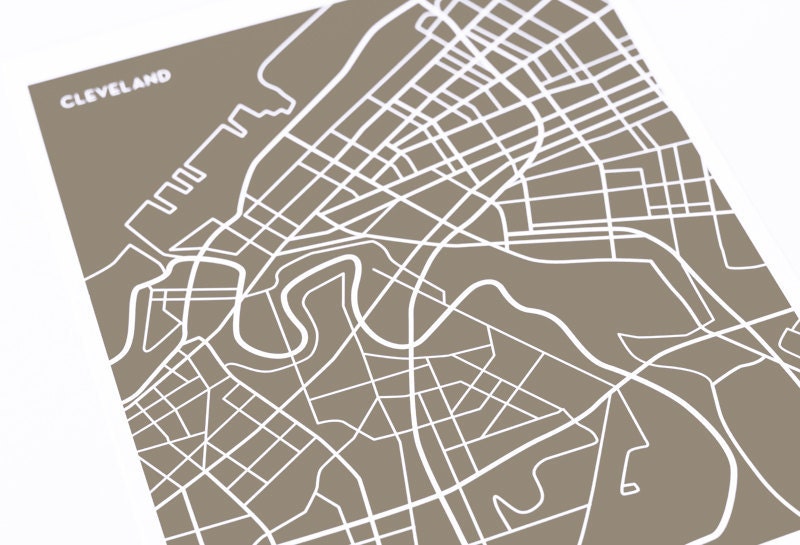Cleveland Art Print City Map / Ohio Wall Art University Map Poster ...