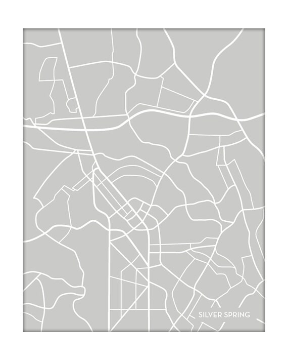 Silver Spring MD City Art Print / Maryland Map Line Art Drawing Poster ...