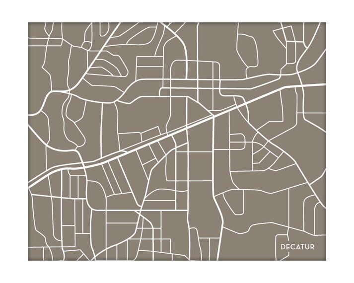 Decatur, GA City Map Art Print / Emory University Wall Art Poster ...