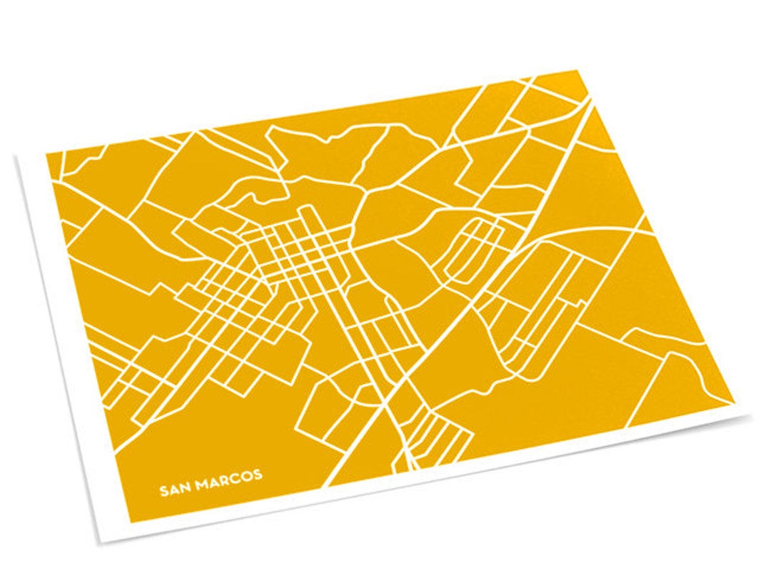 San Marcos TX City Map Print / Texas State University Grad Gift Dorm ...