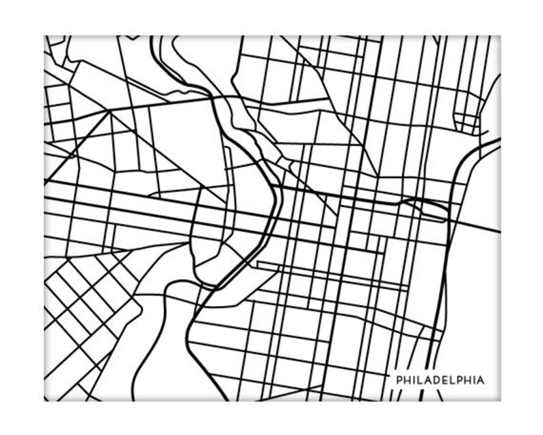 Philadelphia City Map Art Print / Pennsylvania Line Art Map - Etsy