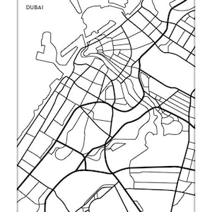Dubai City Map Art Print / UAE Modern Art Line Map Poster / 8x10 Wall ...