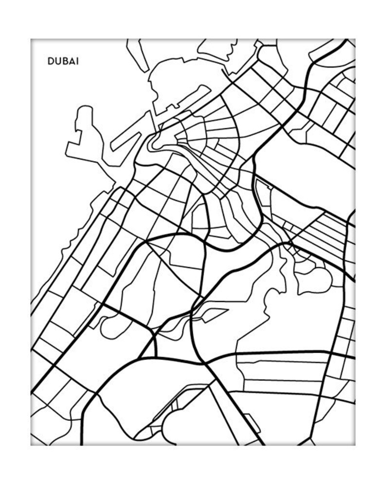 Dubai City Map Art Print / UAE Modern Art Line Map Poster / 8x10 Wall ...