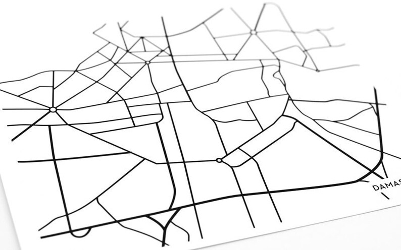 Damascus City Map Art Print / Syria Line Art Abstract Map - Etsy