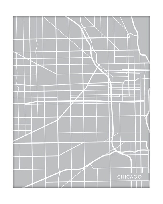 Chicago City Map Art Print / Illinois Wall Art Poster / 8x10 - Etsy