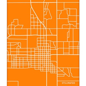 Stillwater OK City Line Art Map / Oklahoma Map Print OSU Wall Art ...
