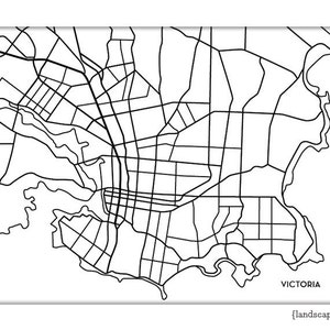 Victoria BC Map Art City Poster / Canada Line Map Digital Print / 8x10 ...