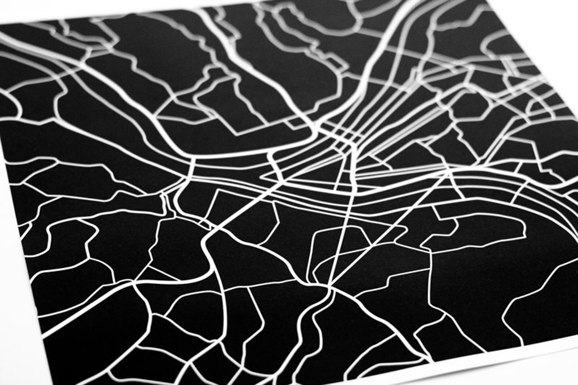 Pittsburgh Line Art Map Print / Pitt Duquesne University Dorm Grad Gift ...