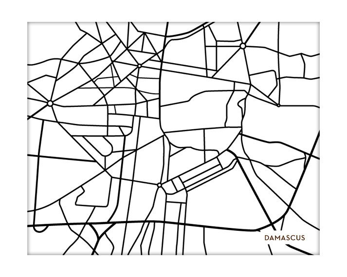 Damascus City Map Art Print / Syria Line Art Abstract Map - Etsy
