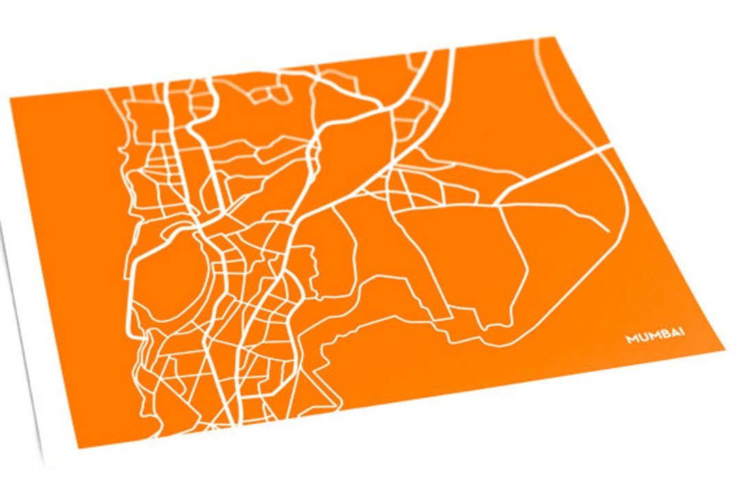 Mumbai City Map Art Print / Bombay India Abstract Line Art - Etsy