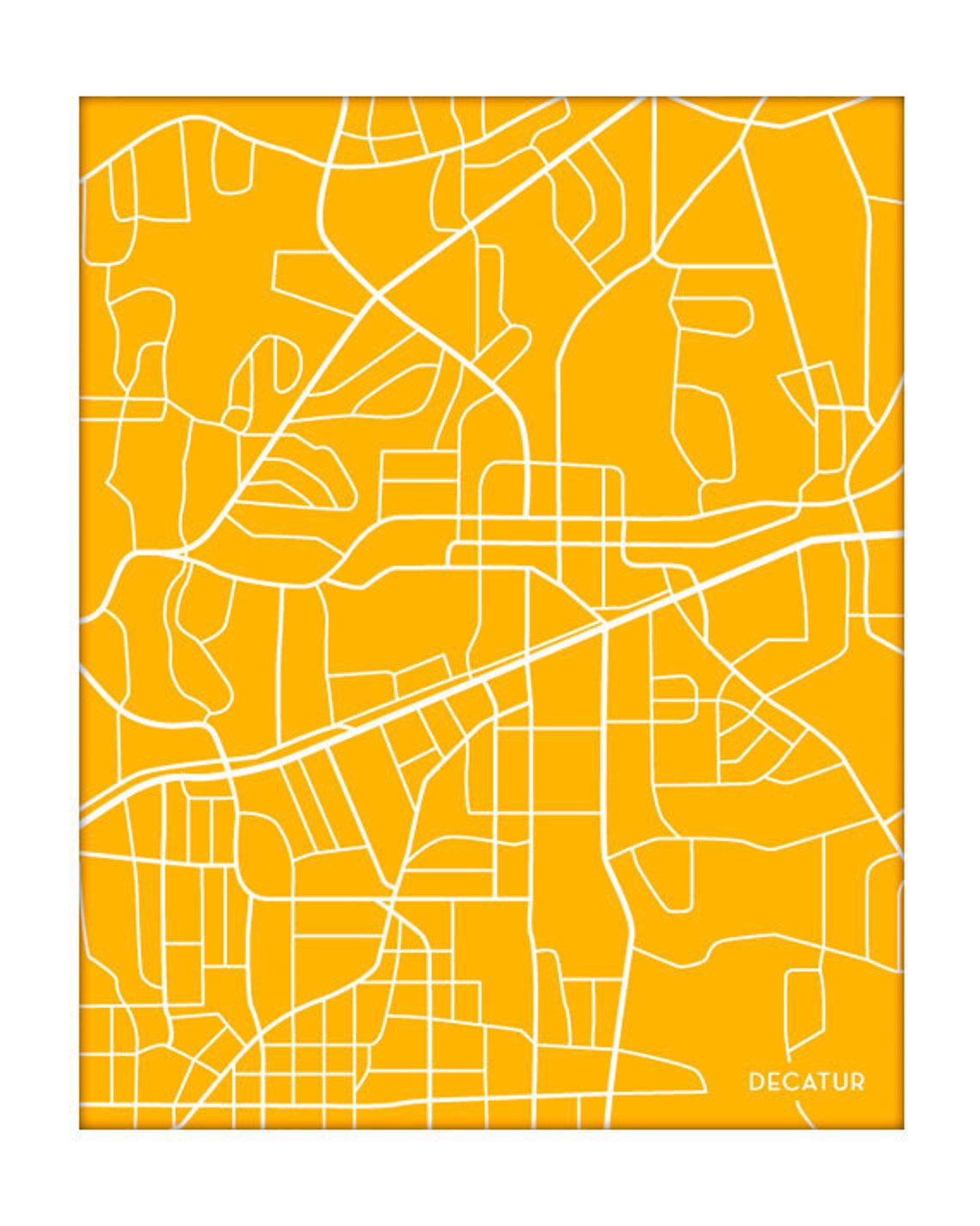 Decatur, GA City Map Art Print / Emory University Wall Art Poster ...