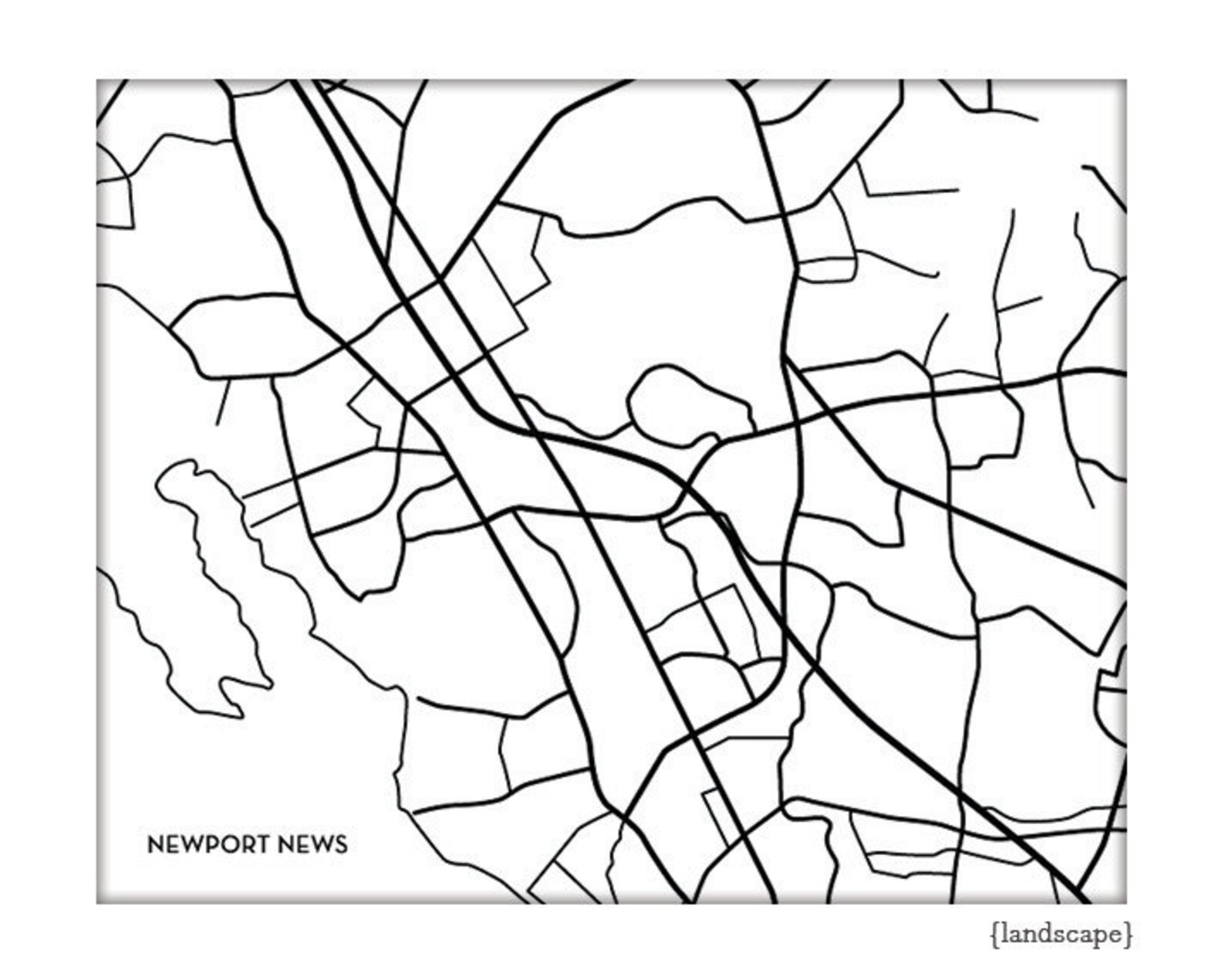 Newport News City Art Print / Virginia Map Print Wall Art Poster / 8x10 ...
