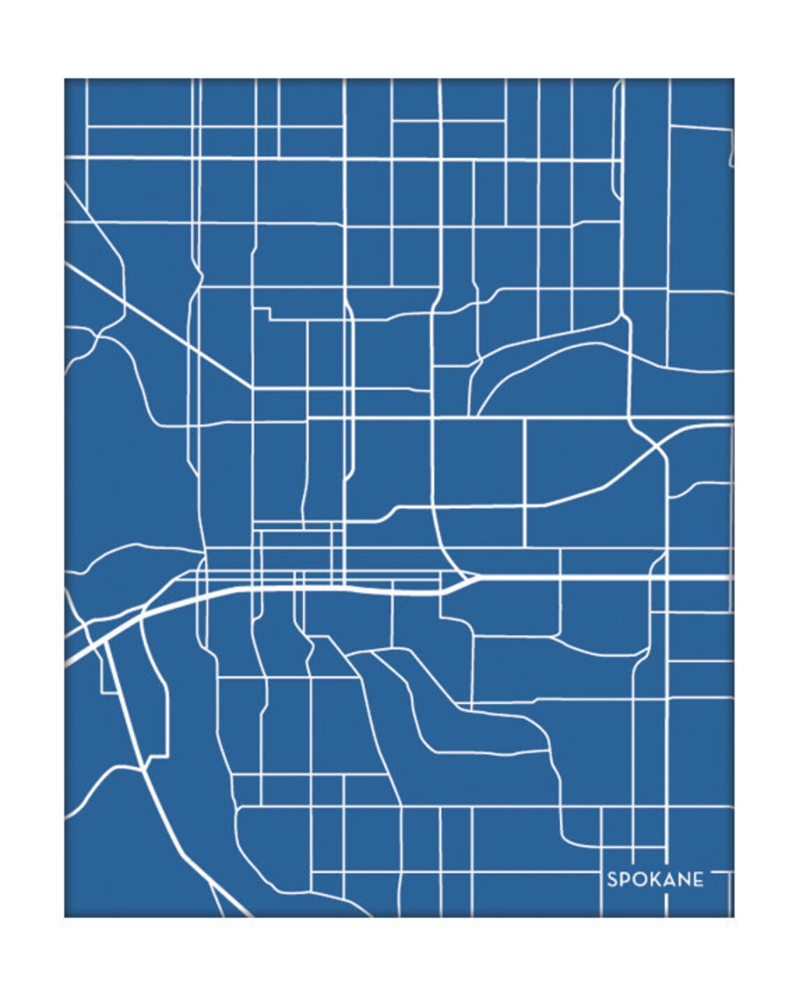 Spokane City Art Print / Washington Map Poster University Grad - Etsy