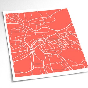 Reading UK City Map Print / England Map Art Line Poster / 8x10 - Etsy