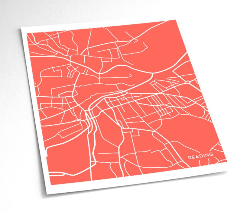 Reading UK City Map Print / England Map Art Line Poster / 8x10 - Etsy