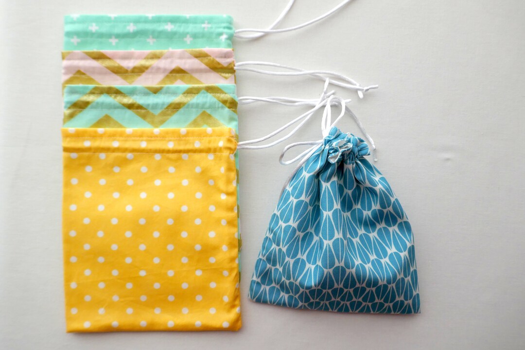 Set of 5 Pastel Gift Bags - Small Fabric Gift Bags Party Bags, Fully ...
