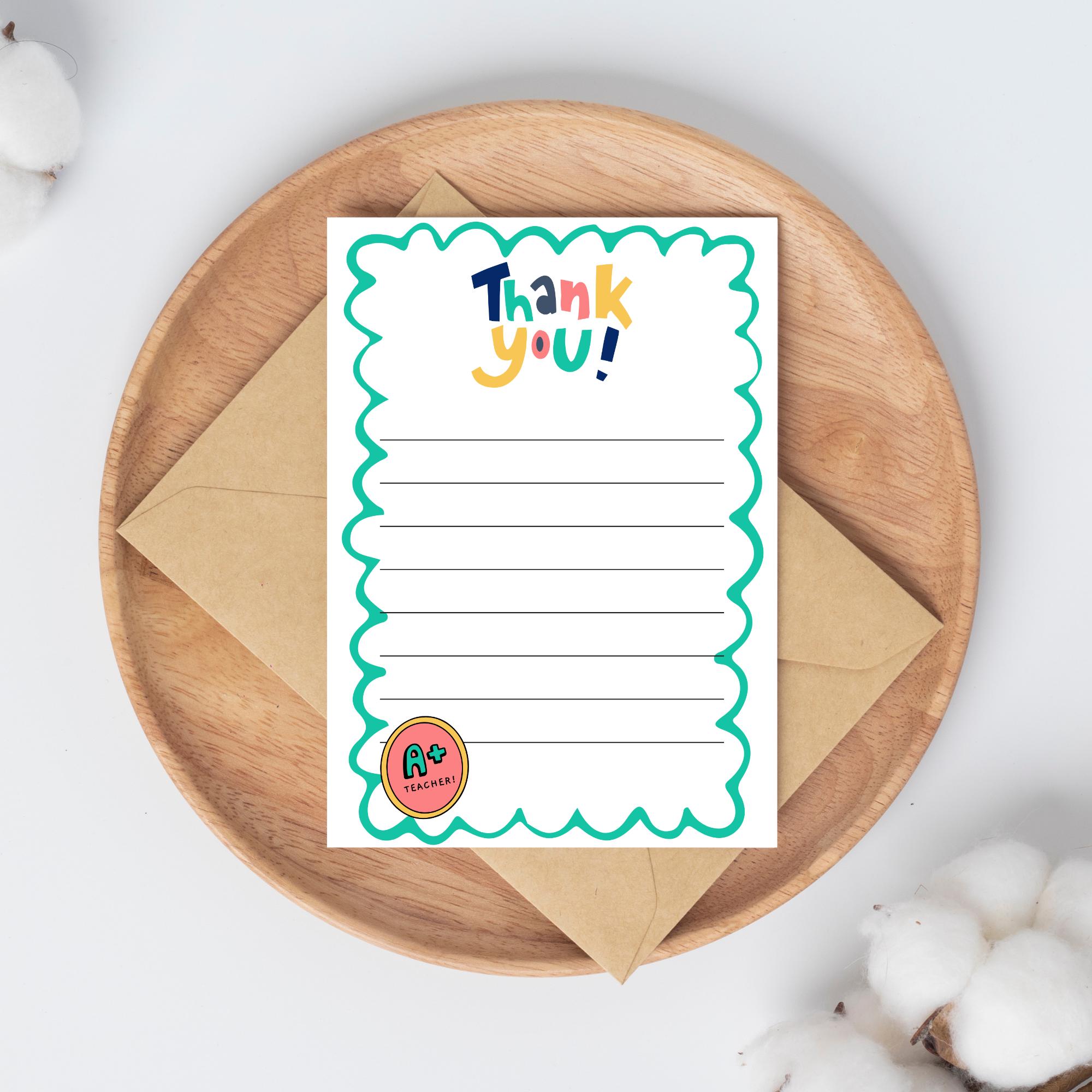 Teacher Thank You Note | Teacher Appreciation Write Your Own Letter ...