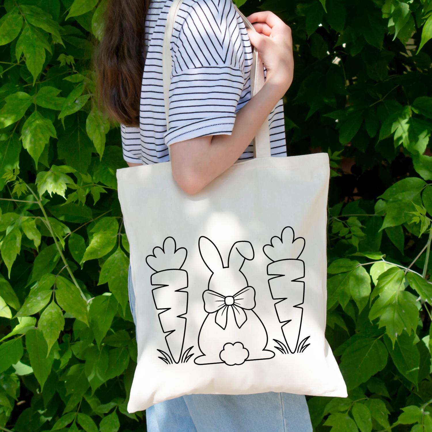 Easter Rabbit and Carrot SVG PNG | Outline | Spring Design Printable ...