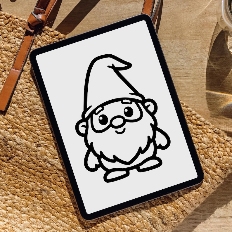 Cute Garden Gnome SVG PNG, Kawaii Little Gnome Outline, Garden Gonk ...