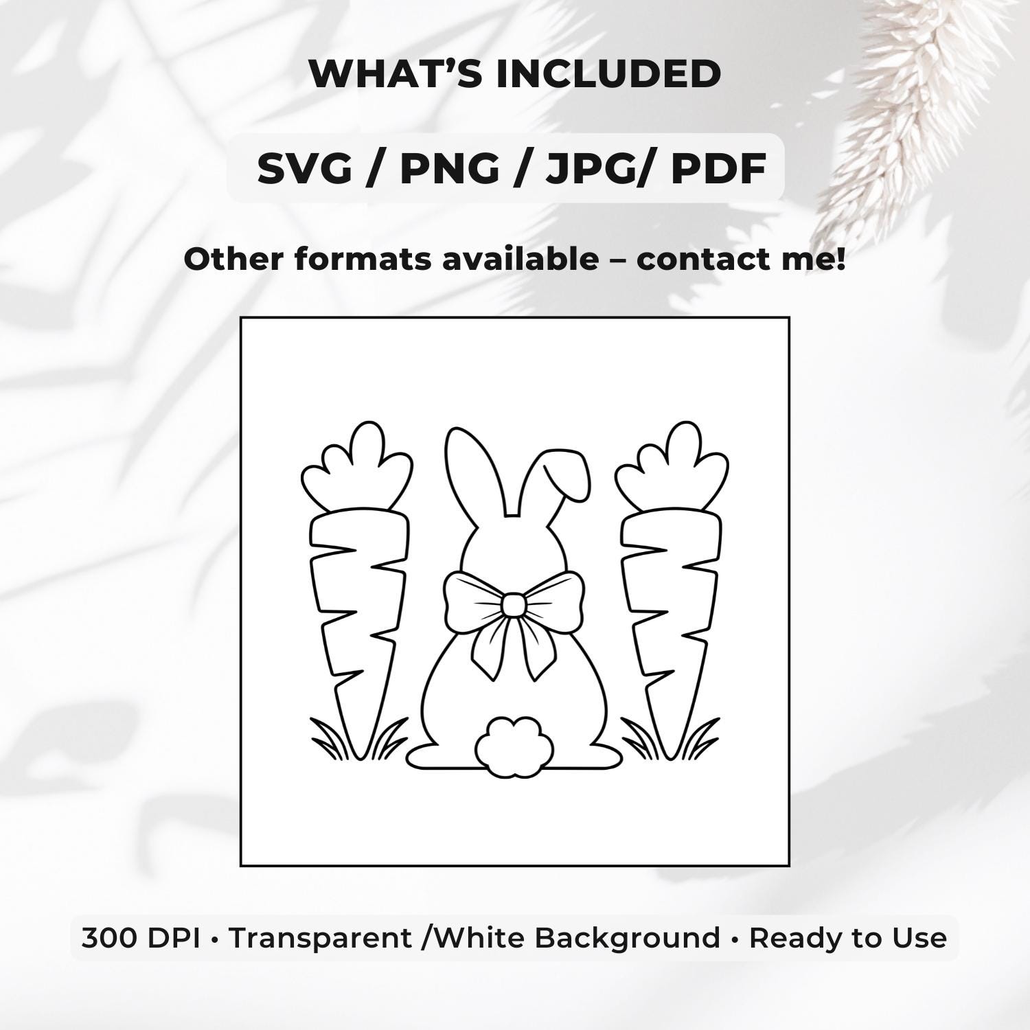 Easter Rabbit and Carrot SVG PNG | Outline | Spring Design Printable ...