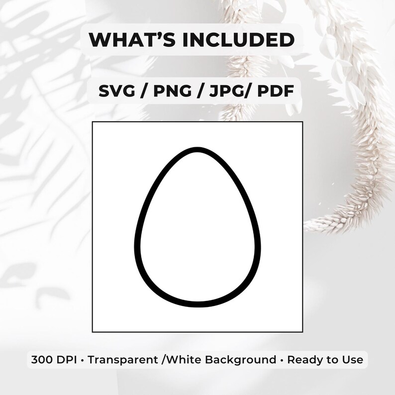 Easter Egg SVG PNG, Simple Egg Outline, Blank Egg Template for Cricut ...