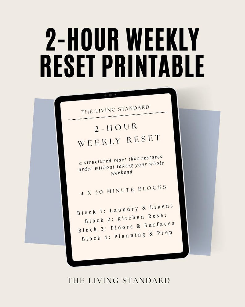 2-hour Weekly Reset Printable | Cleaning Checklist, Home Organization ...