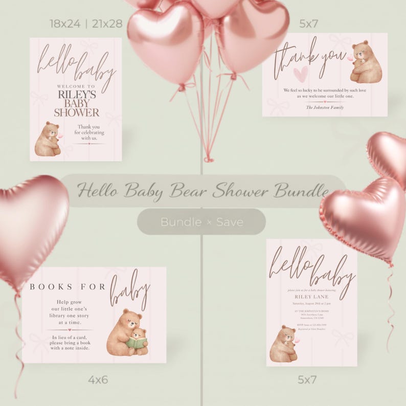 Teddy Bear Baby Shower Invitation Printable, Hello Baby Shower Invite ...