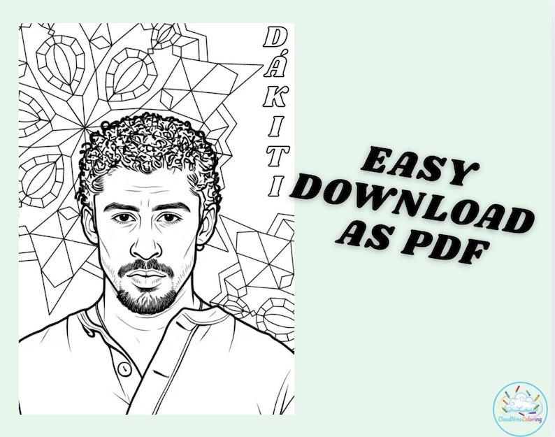 Bad Bunny Coloring Book PDF Printable Coloring Pages - Etsy Australia