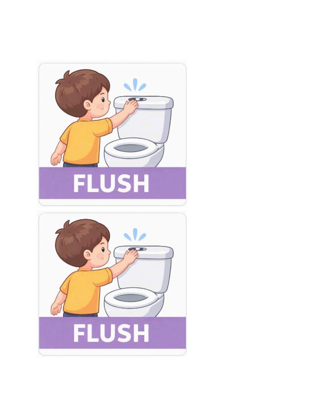 Bathroom Visual Reminder Signs Printable | Flush, Wash Hands, Turn off ...