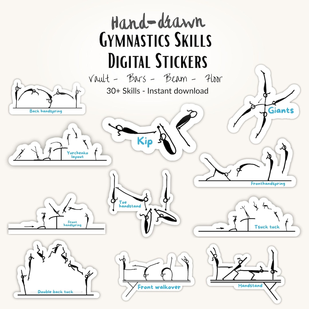 Gymnastics Skills Digital Stickers - Etsy