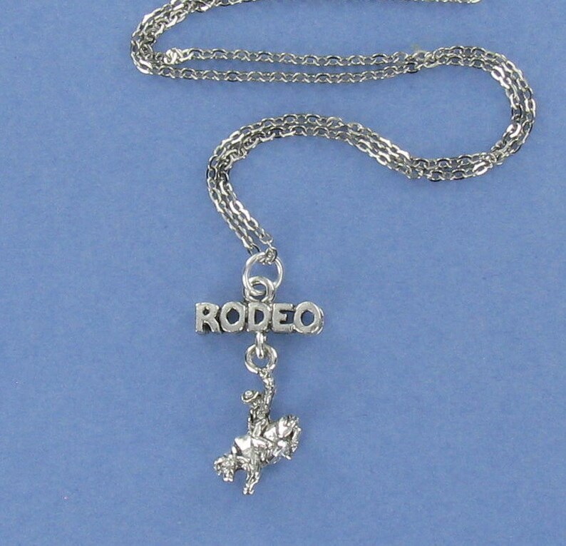 RODEO BULL Necklace Two-piece Pewter Charm on Cable Chain - Etsy
