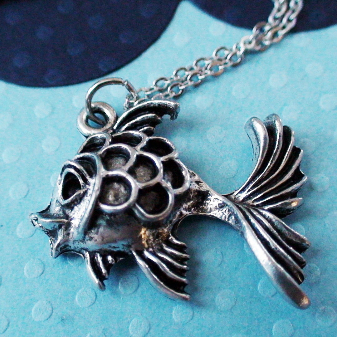 GOLDFISH Necklace Pewter Charm on Cable Chain Choice of - Etsy