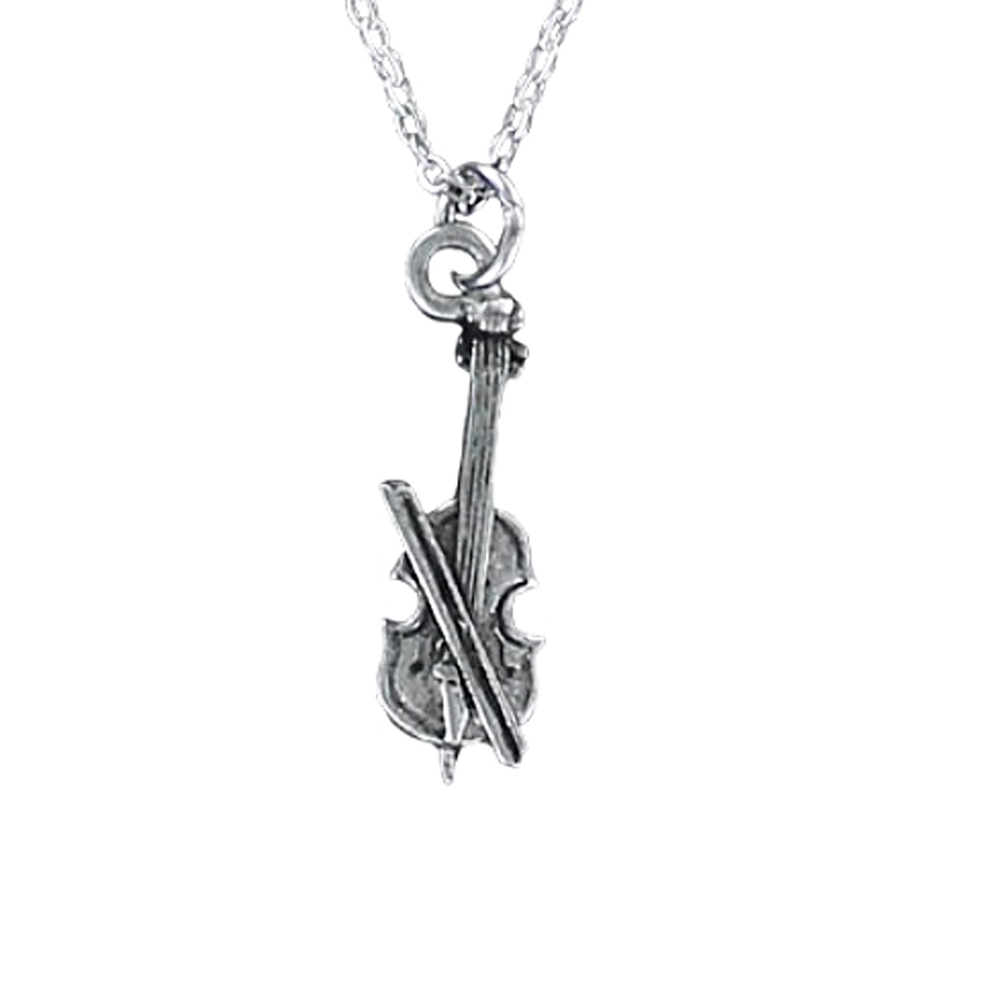 CELLO NECKLACE - Pewter Charm on Cable Chain Choice of Length - String ...