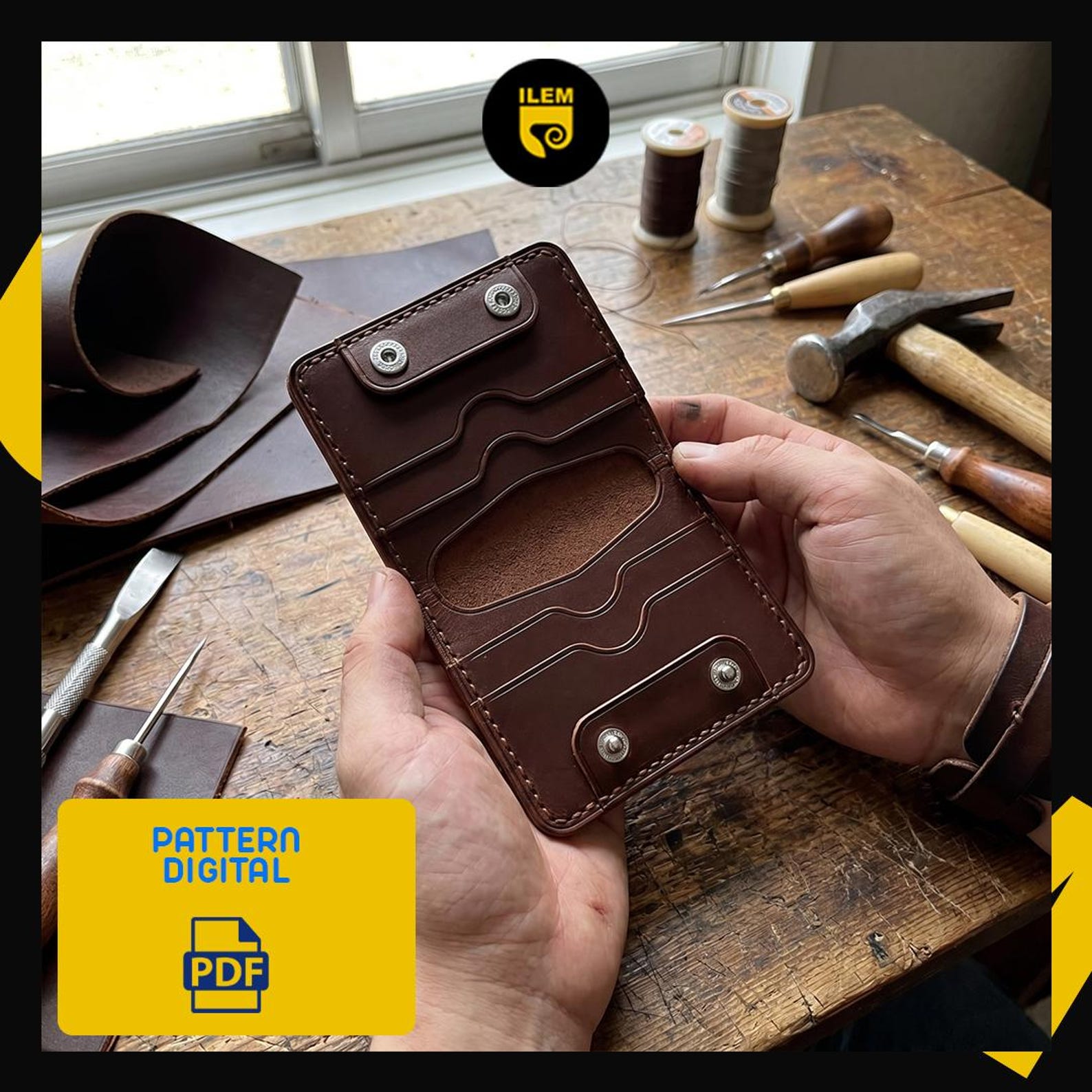 13 Leather Wallet Patterns PDF Bundle | Bifold, Trifold, Card Holder ...