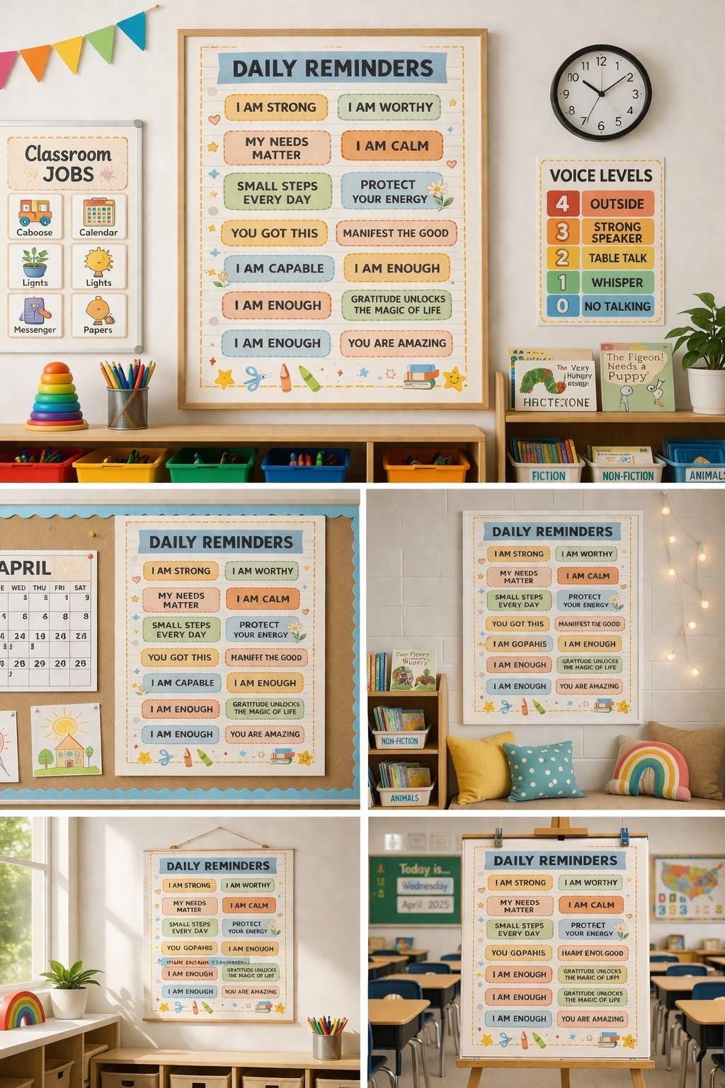 Daily Affirmations Classroom Poster, Kids Positive Affirmations Print ...