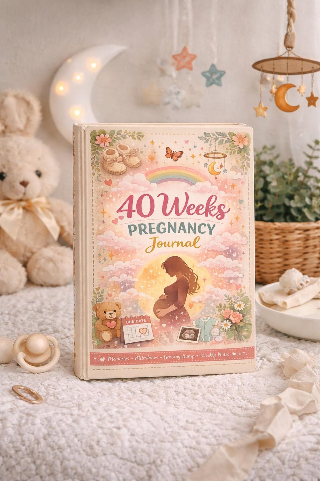 40 Weeks Pregnancy Journal, Baby Memory Book, Weekly Tracker (digital ...