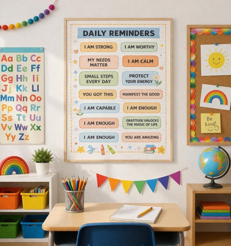 Daily Affirmations Classroom Poster, Kids Positive Affirmations Print ...