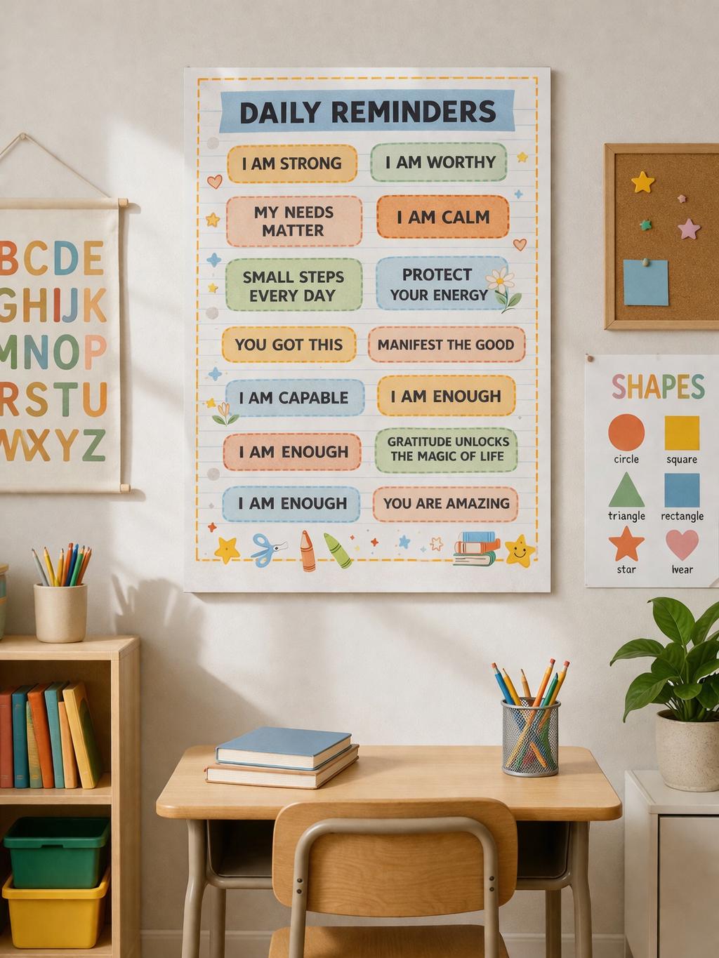 Daily Affirmations Classroom Poster, Kids Positive Affirmations Print ...