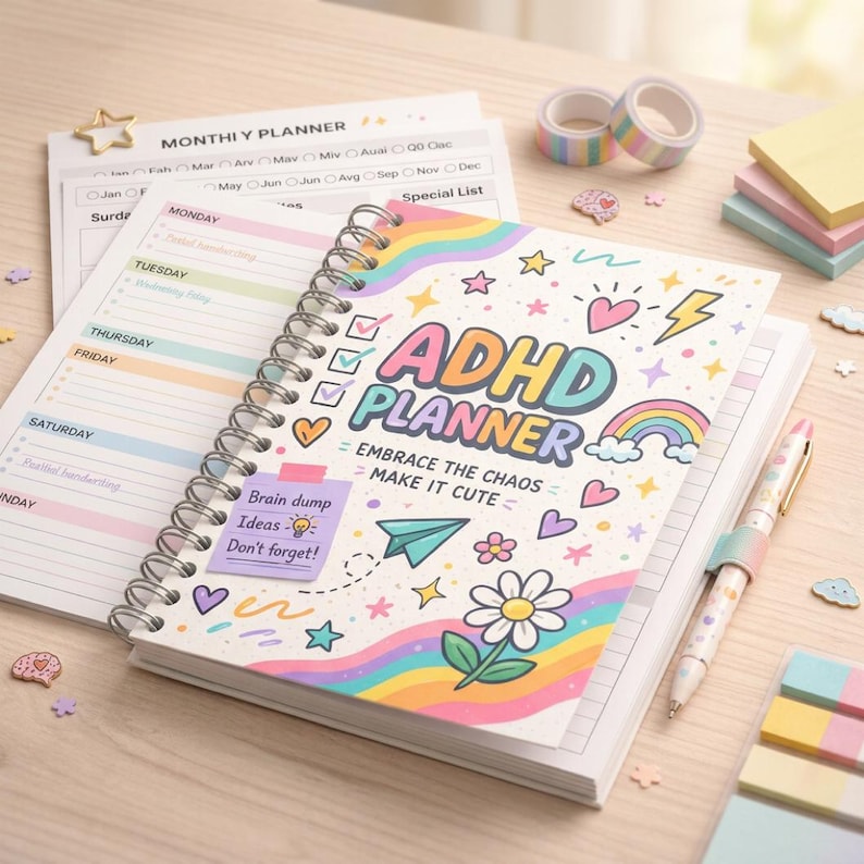 ADHD Planner Printable | Daily Weekly Monthly Planner PDF | Digital ...