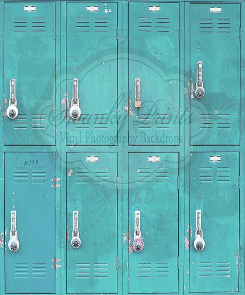 LARGE 5ft X 6ft Vinyl Photography Backdrop / Teal Beat up Lockers ...