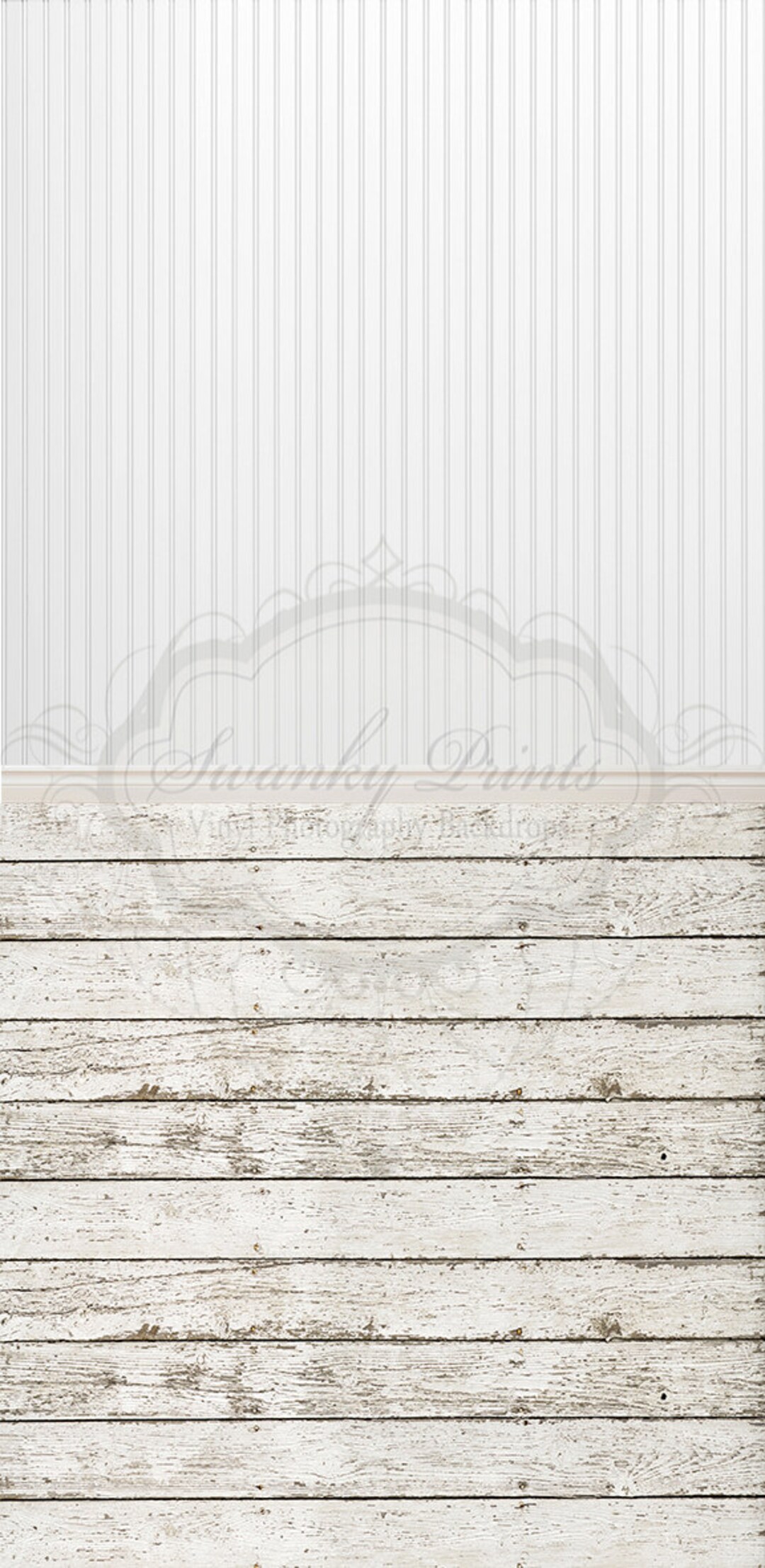 ALL in ONE 60" X 123"(backdrop, Floordrop & Baseboard) White Beadboard ...