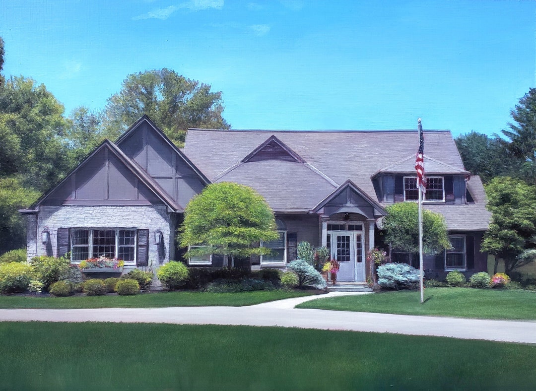 Hand Painted - House Painting - House Portrait - Painting of Home - Oil ...