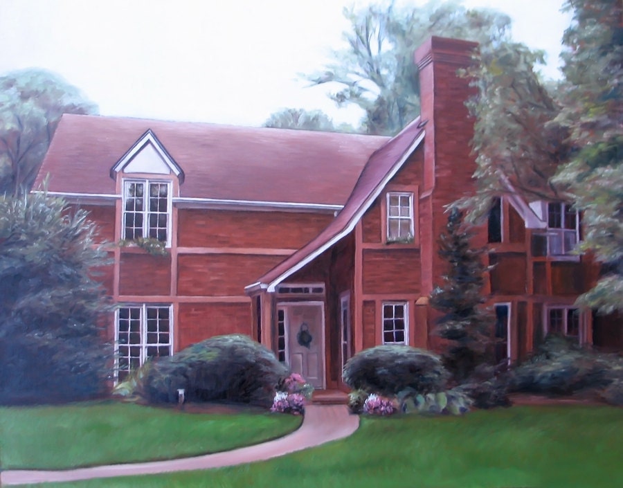Custom House Painting from Photo - CUSTOM HOUSE POTRTRAIT - Oil ...