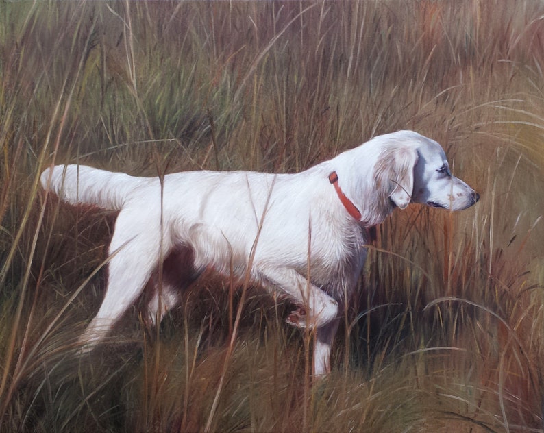 Hand Painted - CUSTOM PET PORTRAIT -oil Painting - Hunting Dog - Dog ...