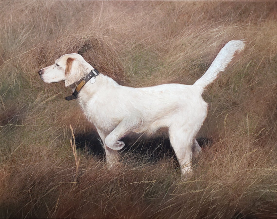 Hand Painted - CUSTOM PET PORTRAIT -oil Painting - Hunting Dog - Dog ...