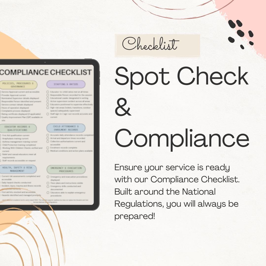 OSHC Spot Check Compliance Checklist - Etsy Australia