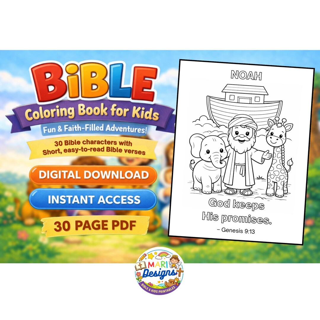 30 Bible Coloring Pages for Kids | Printable Christian Coloring Book ...
